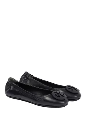 Tory Burch Minnie Leather Ballet Flats - Black