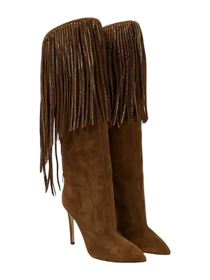 Paris Texas Fringed Suede Knee-high Boots - Brown