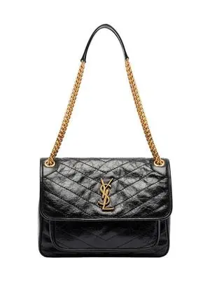 Saint Laurent Niki Medium Leather Shoulder Bag - Noir