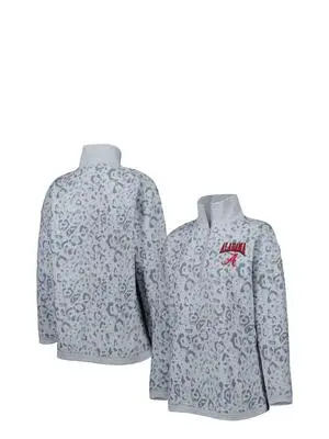 GAMEDAY COUTURE Alabama Crimson Tide Leopard Print Quarter-zip Sweatshirt - Heather Gray