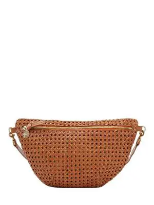 Clare V. Grande Woven Leather Belt Bag - Tan Rattan