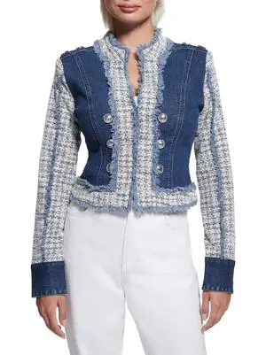 GUESS Runway Tweed Denim Jacket