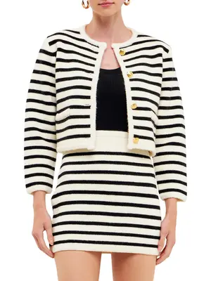 English Factory English Factory Stripe Cardigan Black/ Cream