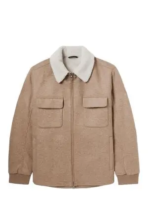Loro Piana Suede-trimmed Shearling-lined Cashmere-blend Shirt Jacket - Neutrals