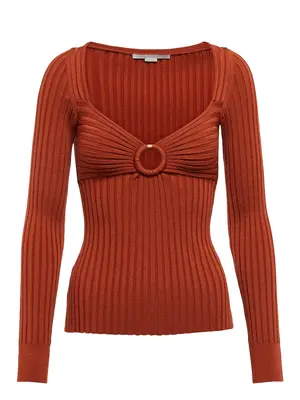 Stella McCartney Stella McCartney Ribbed-Knit Top Brown