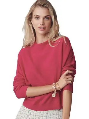 PILCRO Alani Cashmere Mock-neck Sweater - Bright Raspberry