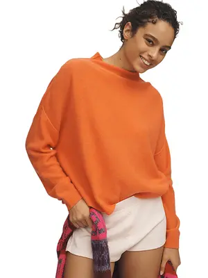 PILCRO Pilcro Alani Cashmere Mock-Neck Sweater Orange