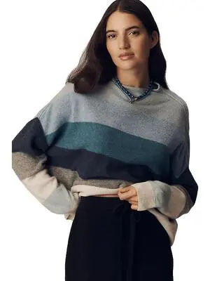PILCRO Pilcro Alani Cashmere Mock-Neck Sweater Rugby Stripe