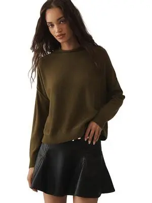 PILCRO Pilcro Alani Cashmere Mock-Neck Sweater True Olive