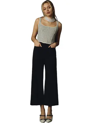 Maeve The Colette Crop Wide-leg Pants - Black