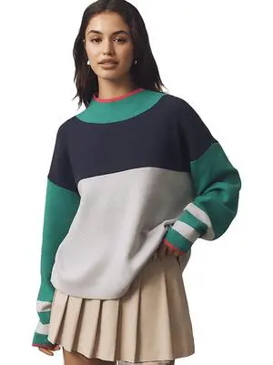Maeve The Carys Mock-Neck Sweater Colorblock