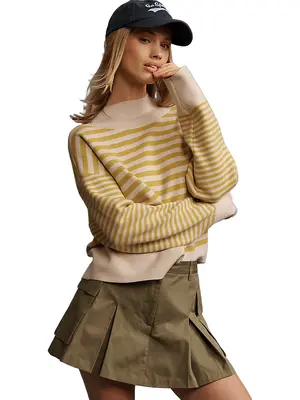 Maeve The Carys Mock-Neck Sweater Gold