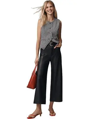 Maeve Colette Faux Leather Crop Wide-Leg Pants Black