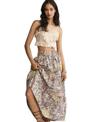 THE SOMERSET COLLECTION BY ANTHROPOLOGIE The Somerset Maxi Skirt Green Floral