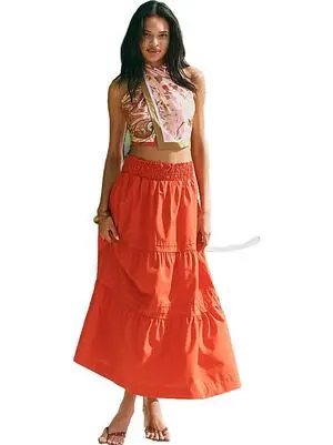 THE SOMERSET COLLECTION BY ANTHROPOLOGIE The Somerset Maxi Skirt Red