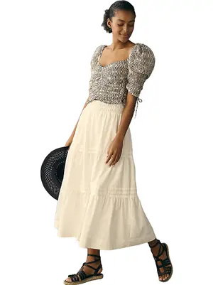 THE SOMERSET COLLECTION BY ANTHROPOLOGIE The Somerset Maxi Skirt White