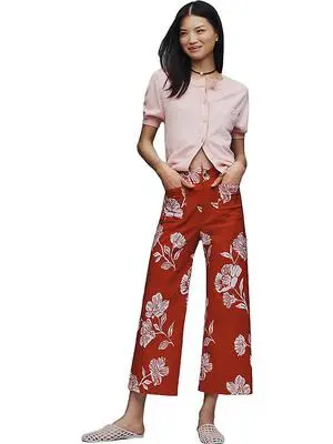 Maeve The Colette Cropped Wide-leg Pants - Red Floral