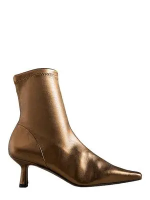 ANGEL ALARCON Pointed-Toe Kitten-Heel Boots Gold