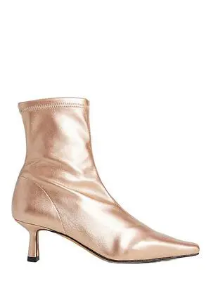 ANGEL ALARCON Pointed-Toe Kitten-Heel Boots Metallic Gold