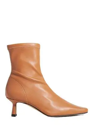 ANGEL ALARCON Pointed-Toe Kitten-Heel Boots Tan