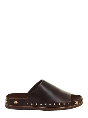KELSI DAGGER BROOKLYN Squish Studded Slide Sandals Dark Brown
