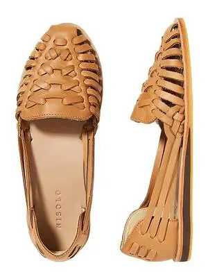Anthropologie Nisolo Woven Leather Sandals Almond