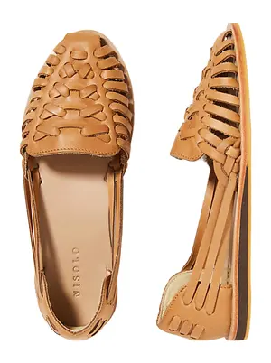 Anthropologie Nisolo Woven Leather Sandals Yellow