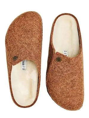 BIRKENSTOCK Zermatt Wool Felt Shearling Clogs Toffee
