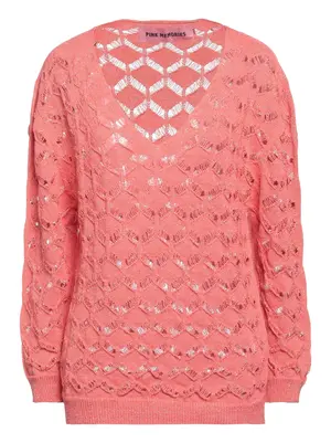 PINK MEMORIES Sweater With Open-Knit Design Coral