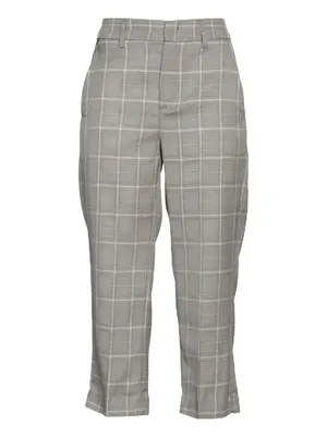 DONDUP Plaid Viscose & Virgin Wool Pants - Grey