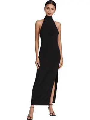 Alice + Olivia Halter Maxi Gown With Detachable Scarf - Red | Editorialist