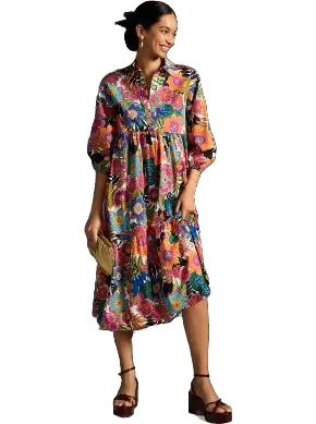Maeve Tiered Shirt Dress Assorted