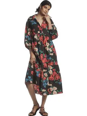 Maeve Tiered Shirt Dress Pink Floral