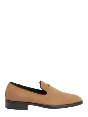 GIUSEPPE ZANOTTI Imrham Logo-plaque Suede Loafers - Neutrals