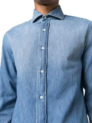 Brunello Cucinelli Spread-collar Denim Shirt Blue