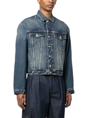 Kenzo Cropped Denim Jacket Navy Blue