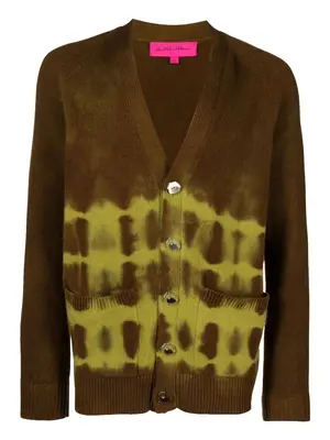 THE ELDER STATESMAN Tie-dye Print Cashmere Cardigan - Brown