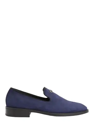GIUSEPPE ZANOTTI Imrham Logo-plaque Suede Loafers - Blue