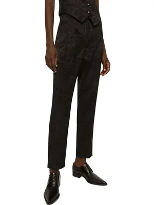 Dolce & Gabbana Floral Appliqué Tapered Trousers - Black