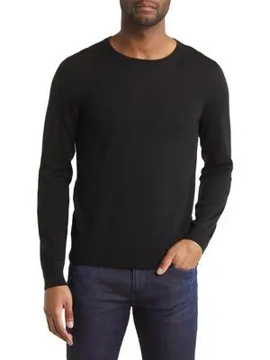 BOSS Leno Virgin Wool Crewneck Sweater - Black