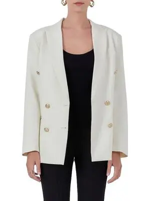Endless Rose Double Breasted Blazer - Ecru