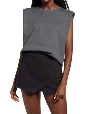 Endless Rose Endless Rose Padded Shoulder T-Shirt Grey