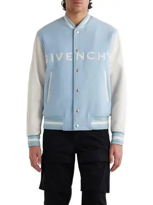 Givenchy Givenchy Embroidered Logo Varsity Jacket White/sky Blue