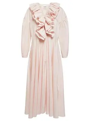 JIL SANDER Jil Sander Ruffle-trimmed Midi Dress Pink