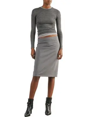NILI LOTAN Pippa Wool-blend Midi Skirt - Grey
