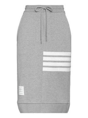 Thom Browne Cotton Midi Skirt With Signature Stripes - Grey