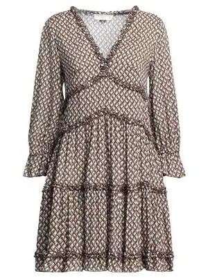 IU RITA MENNOIA Mini Geometric-Print Viscose Dress Khaki