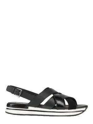 Hogan Soft Leather Sandals - Black