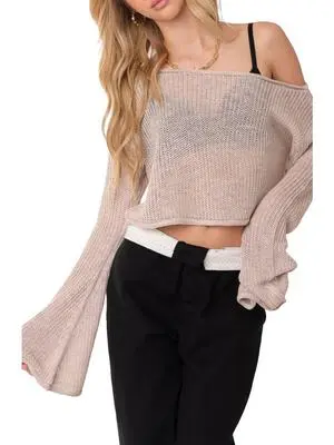 EDIKTED Emmie One-shoulder Sweater - Beige