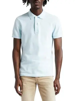 TOM FORD Short Sleeve Cotton Piqué Polo - Crystal Blue